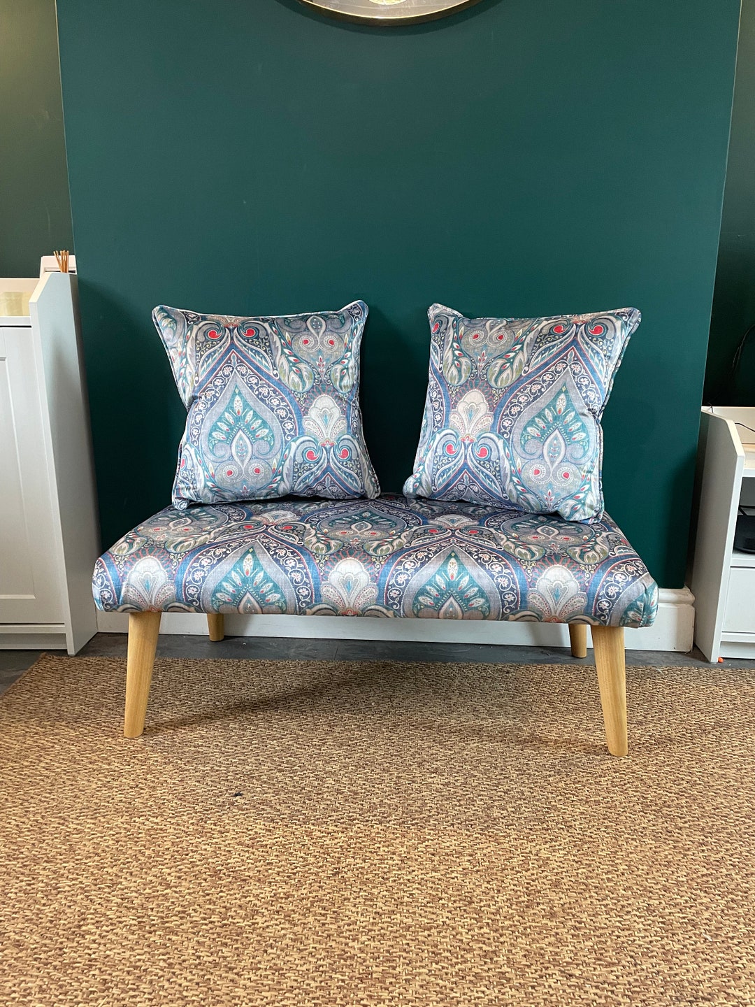 Roll Top Medallion Footstool Pattern Pouffe Stylish Footstool Flat Stoo ...