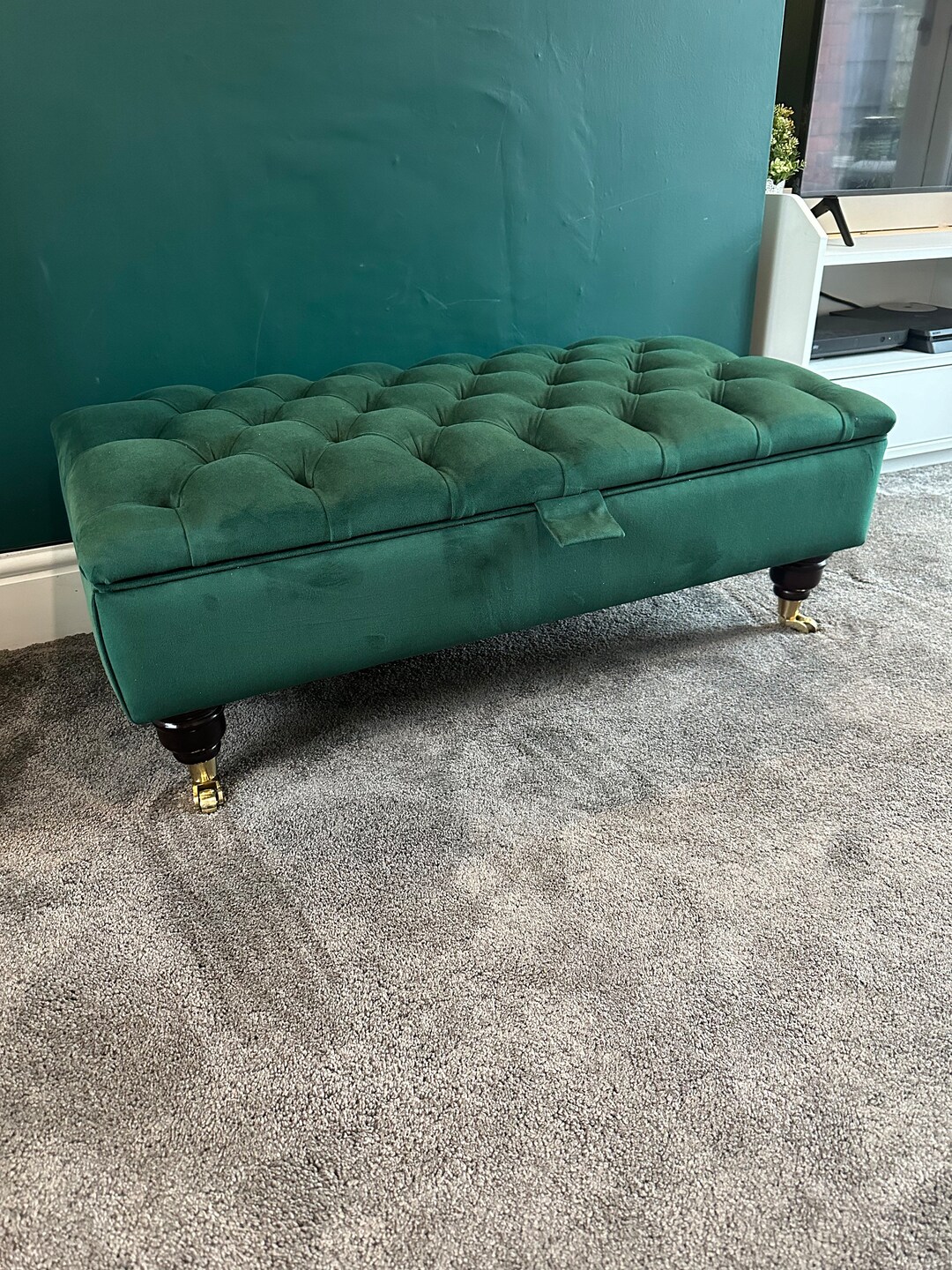 Large Bespoke Forest Green Footstool - Coffee Table Ottoman - Plush ...