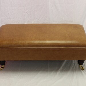 Bespoke Flat Top Footstool Pull up Tan Leather Ottoman Leather Coffee ...