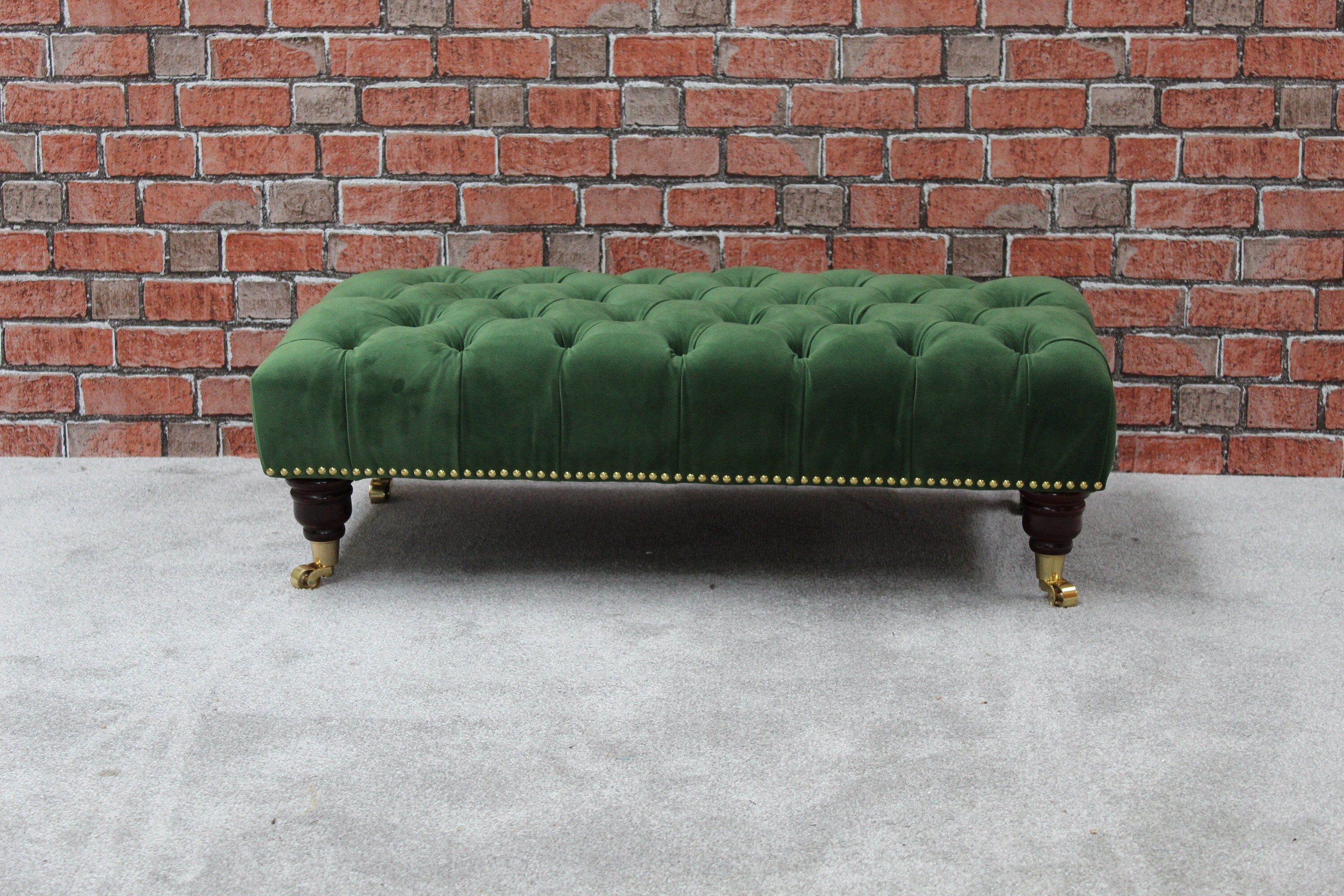 Large Pleated Chesterfield Footstool With Stud Detail Coffee | Etsy UK
