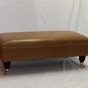 Bespoke Flat Top Footstool Pull up Tan Leather Ottoman Leather Coffee ...