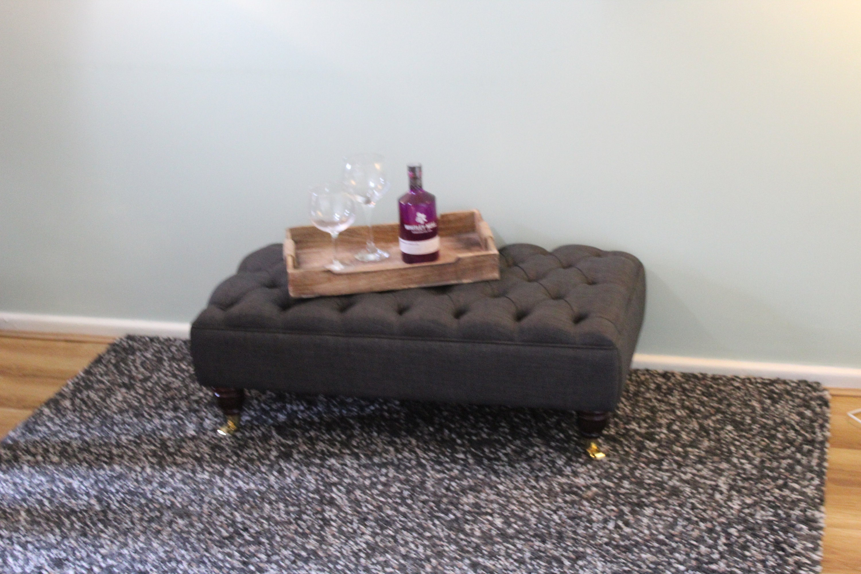 Large Grey Ottoman Footstool Bespoke Chesterfield Footstool | Etsy