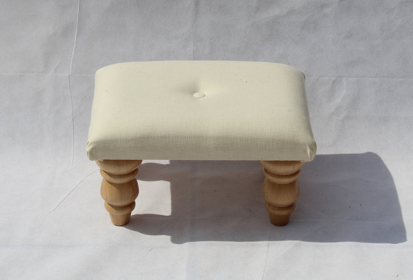 Low Footstool Pouffe Warwick Fabrics Chambray Cashew Stool - Etsy
