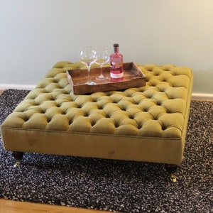Extra Large Moss Green Footstool Coffee Table Ottoman Bespoke Plush ...