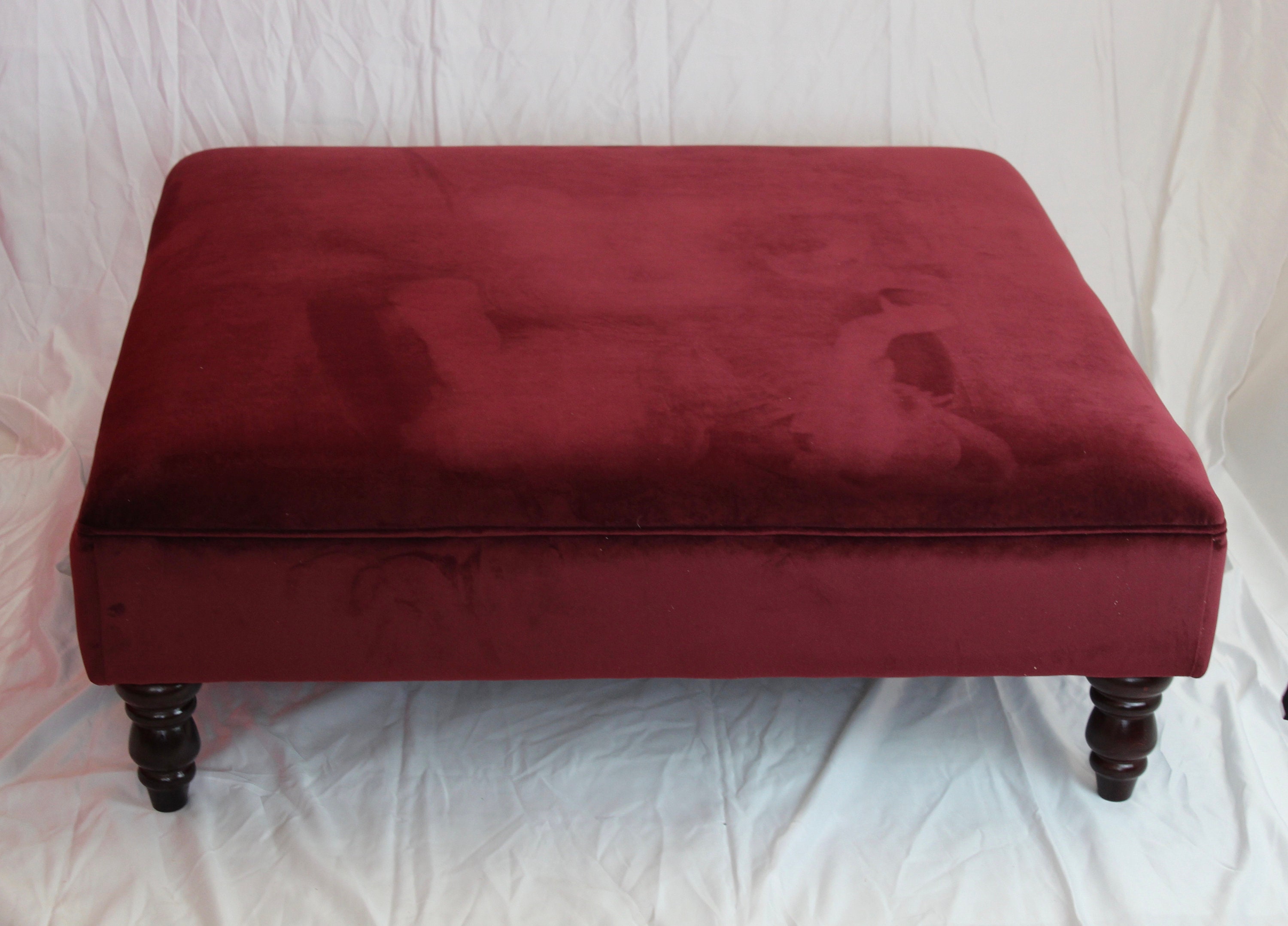 Burgundy Velvet Ottoman Coffee Table Footstool Plush - Etsy