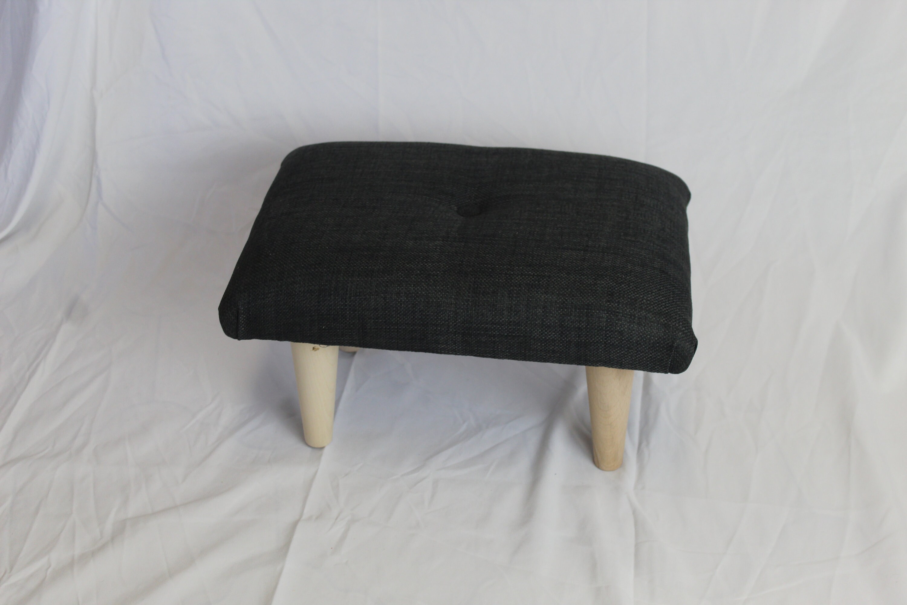 Small Buttoned Footstool Pouffe Colorado Slate Grey Mini | Etsy