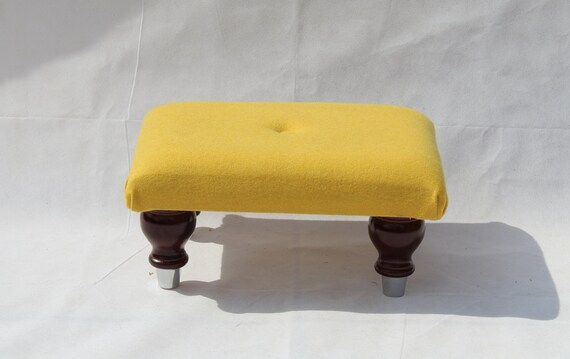 Low Footstool Pouffe Warwick Fabrics Amatheon Wool Sunshine Yellow Stool Foot Rest Under Desk Foot Rest Small Buttoned Ottoman Etsy UK