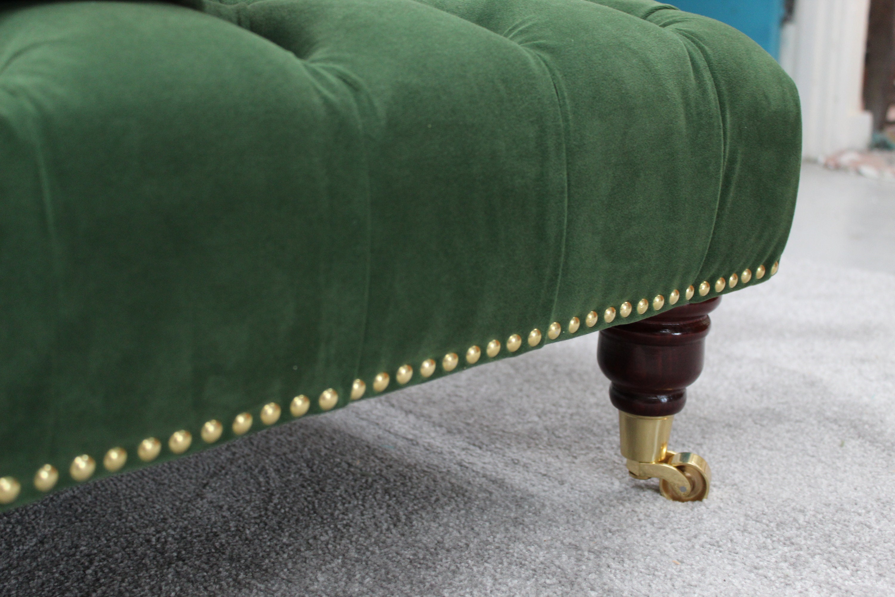 Large Pleated Chesterfield Footstool With Stud Detail Coffee | Etsy UK