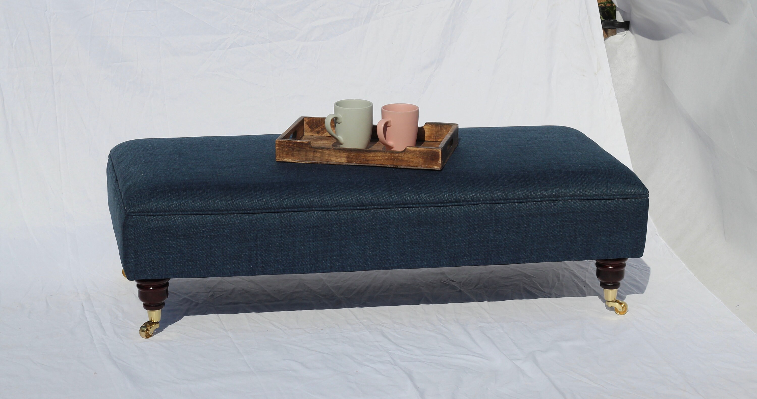 Deep Navy Blue Footstool Bespoke Coffee Table Ottoman | Etsy