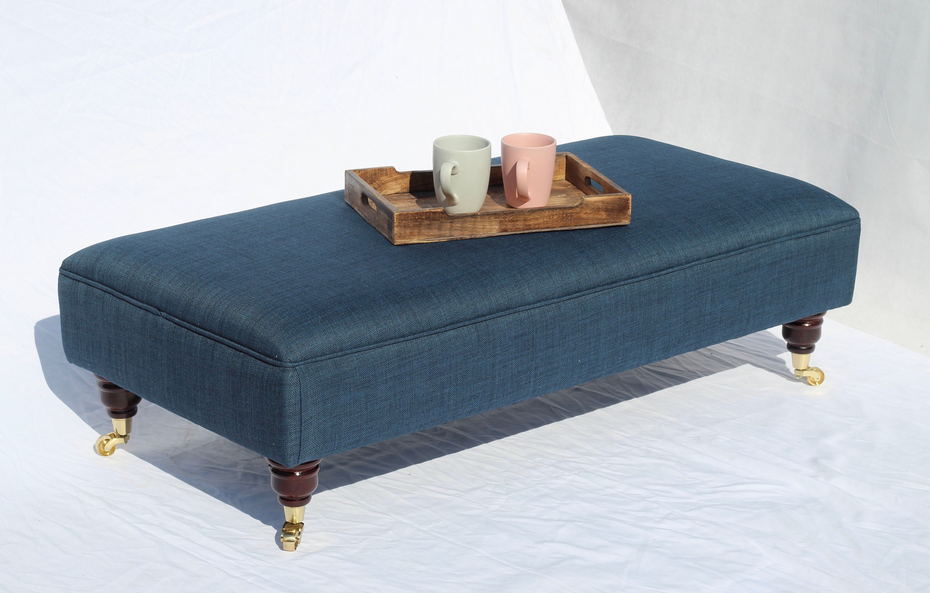 Deep Navy Blue Footstool Bespoke Coffee Table Ottoman - Etsy UK