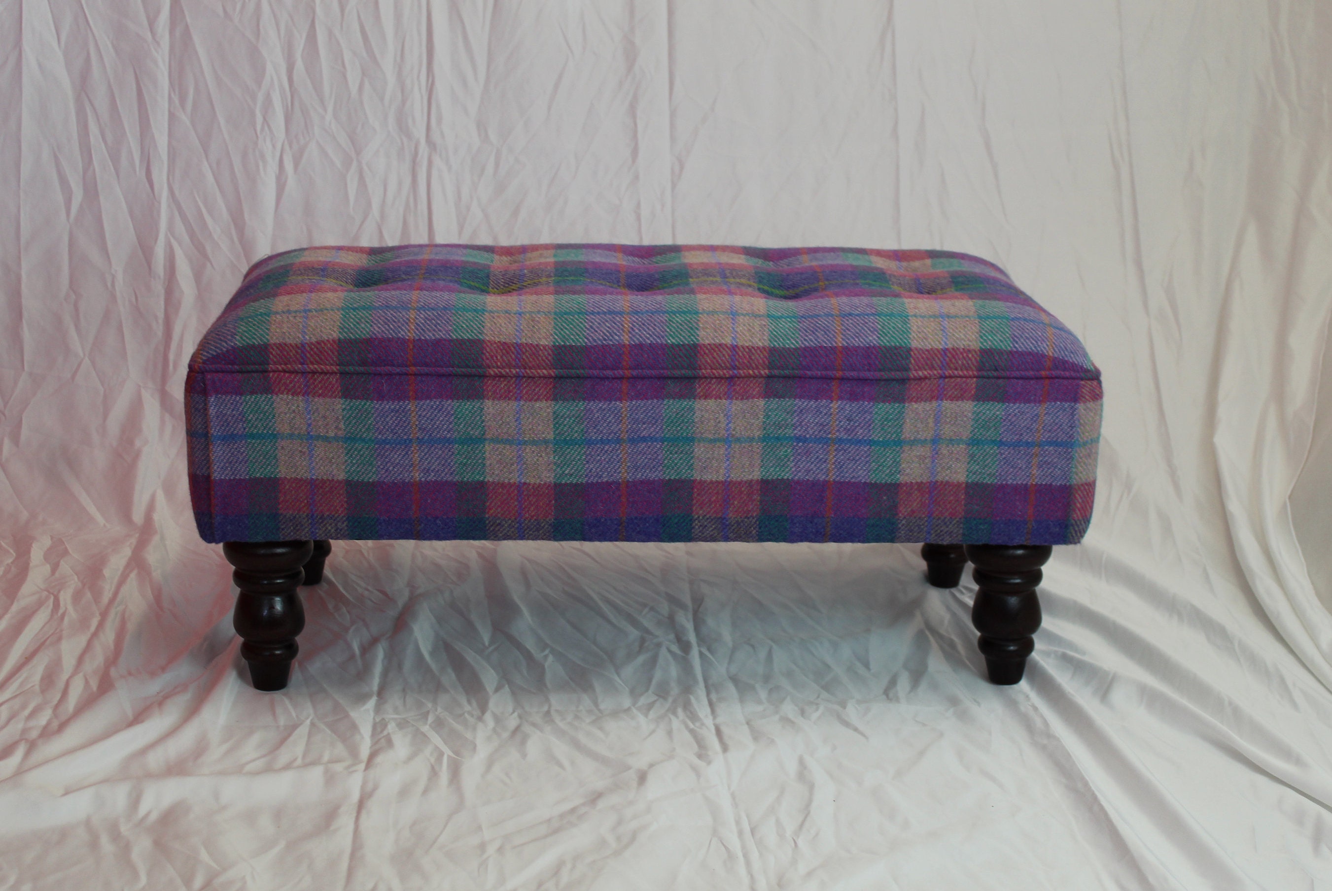 Harris Tweed Pulled Button Footstool Coffee Table Handmade | Etsy