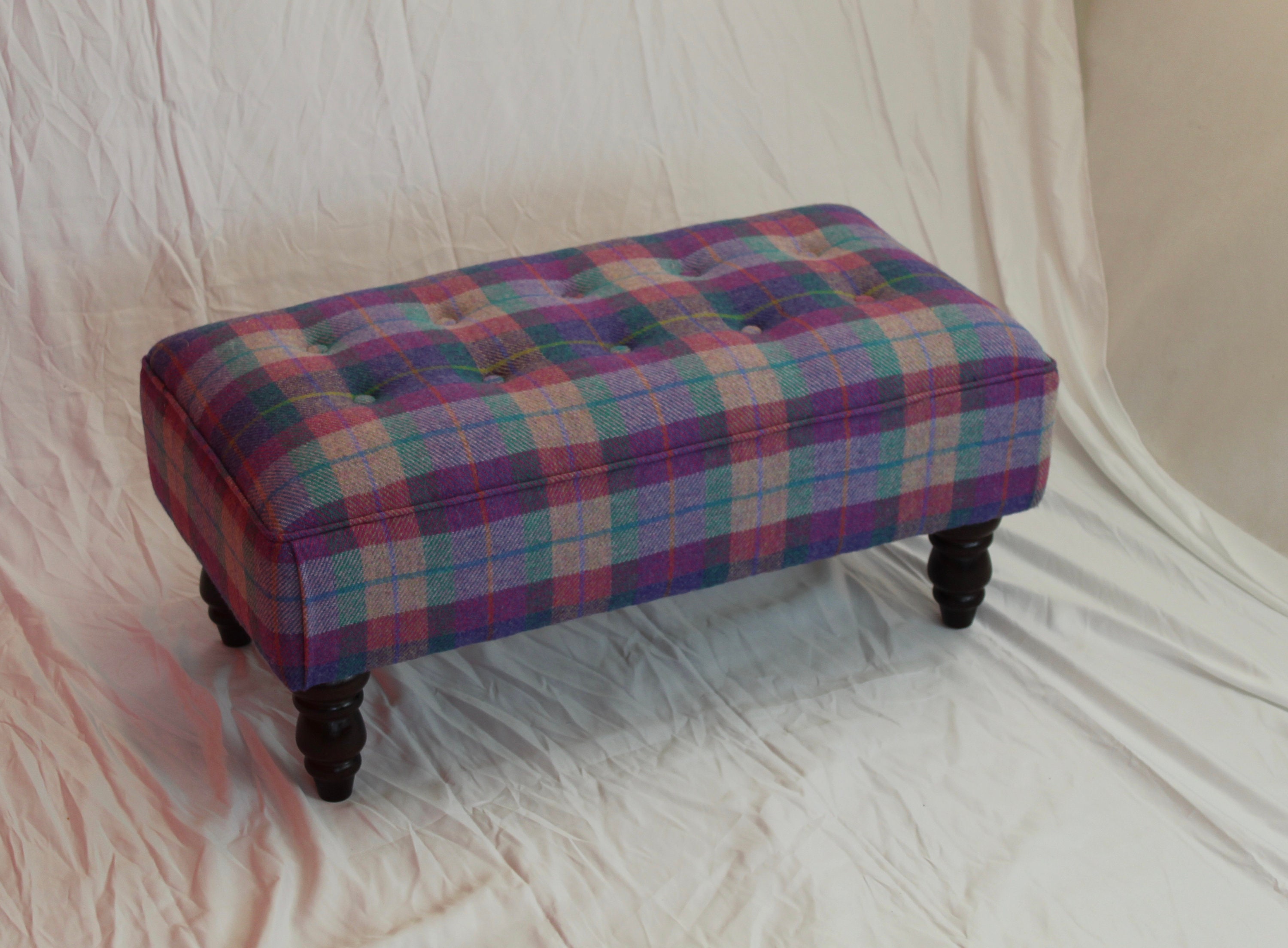 Harris Tweed Pulled Button Footstool Coffee Table Handmade | Etsy