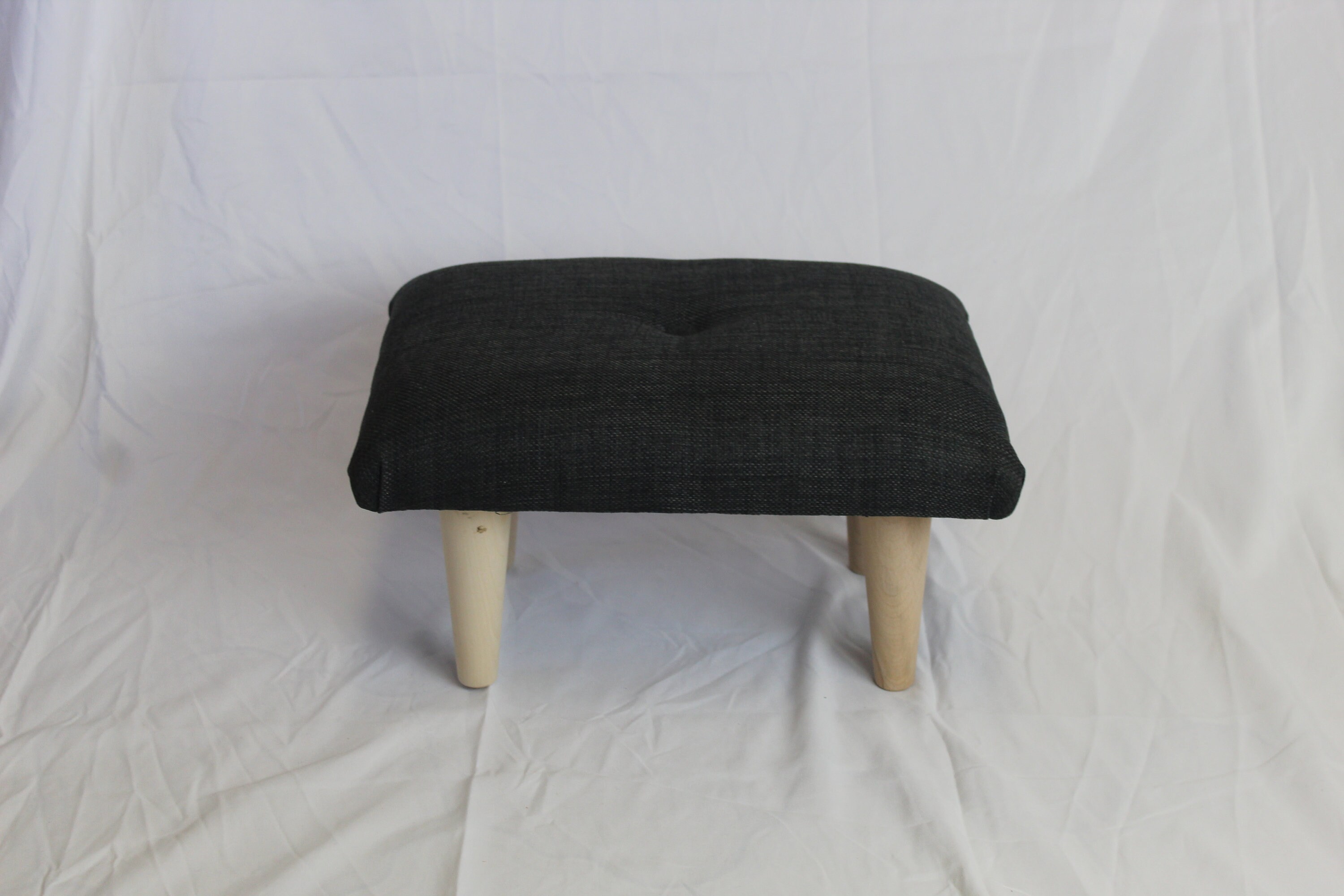 Small Buttoned Footstool Pouffe Colorado Slate Grey Mini | Etsy