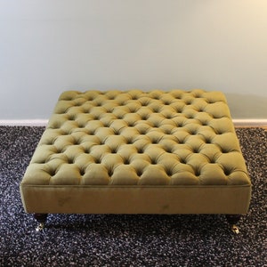 Extra Large Moss Green Footstool Coffee Table Ottoman Bespoke Plush ...