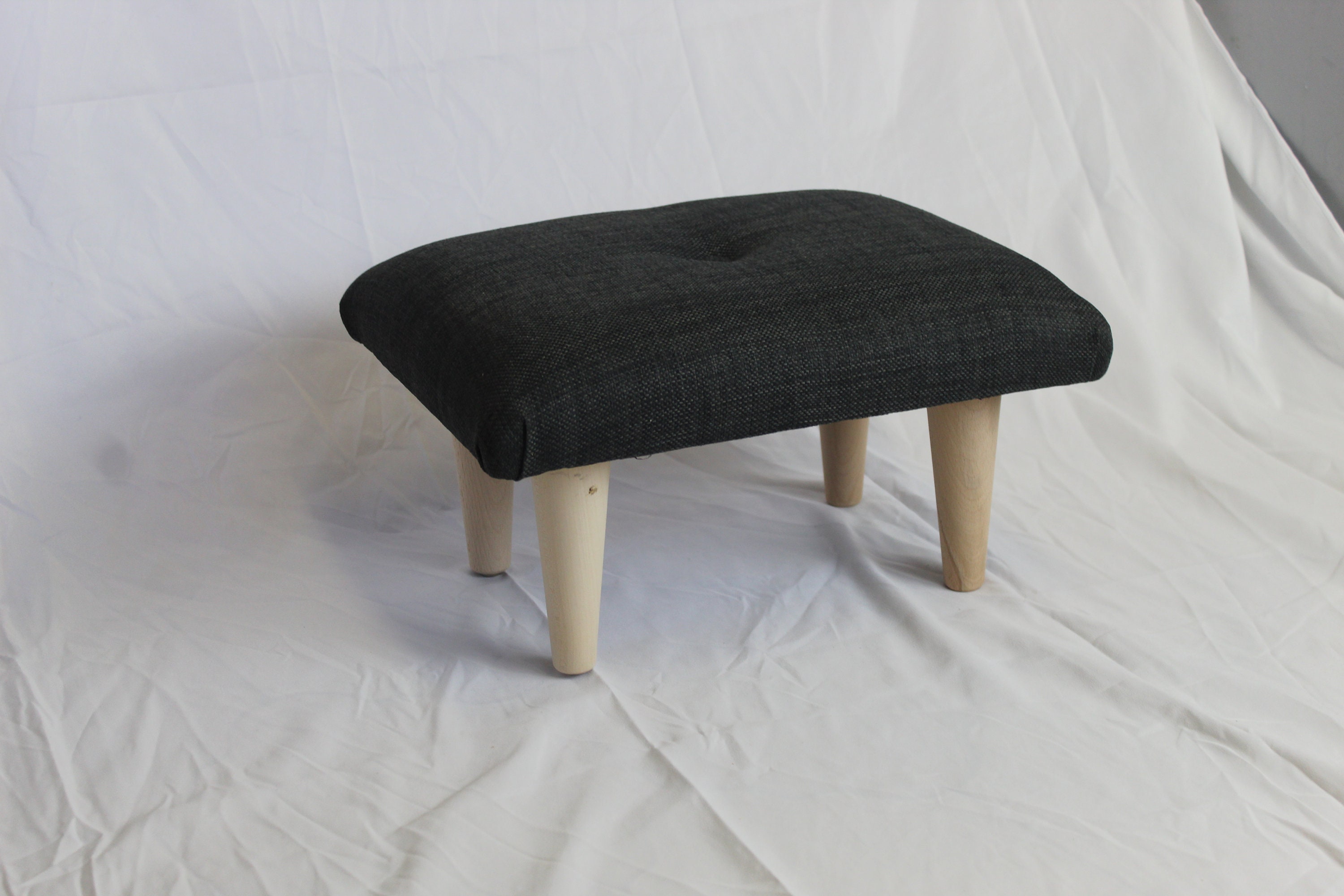 Small Buttoned Footstool Pouffe Colorado Slate Grey Mini | Etsy