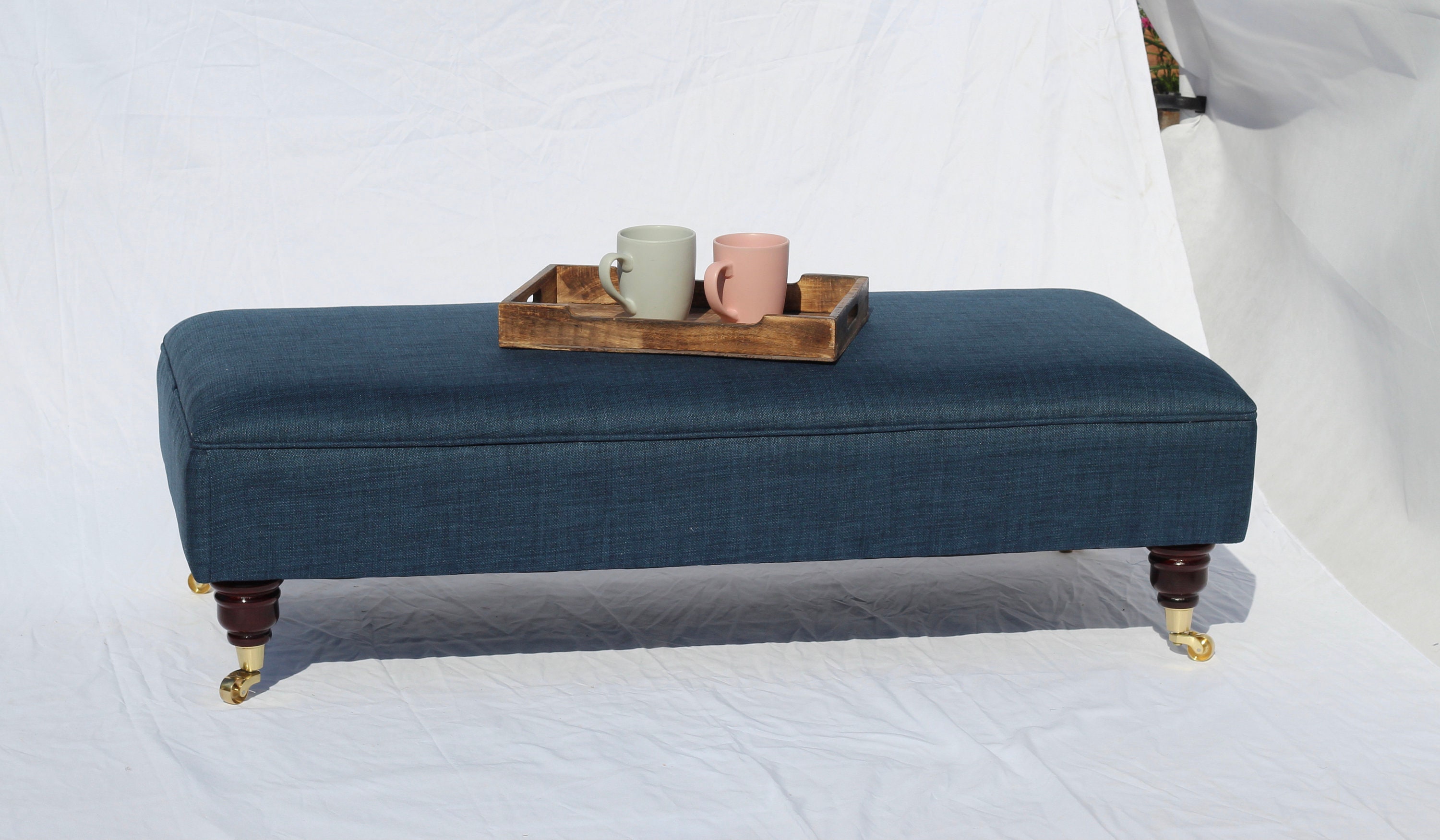 Deep Navy Blue Footstool Bespoke Coffee Table Ottoman - Etsy UK