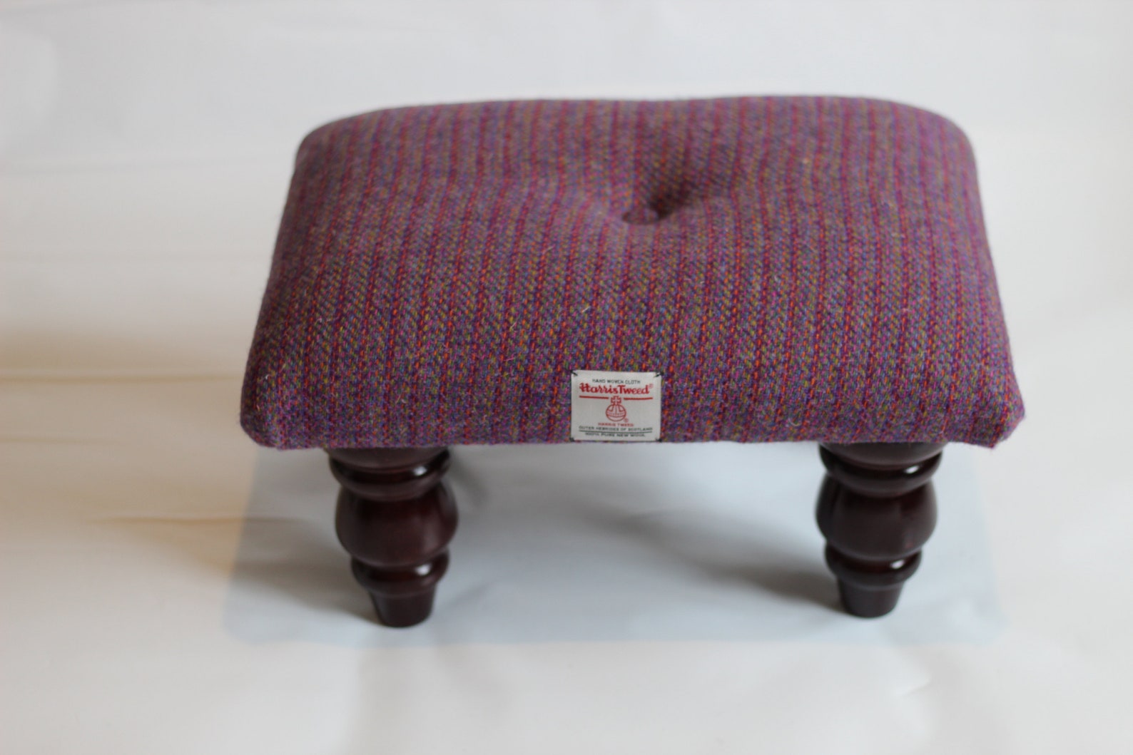 Purple Kaona10 Harris Tweed Stool Small Buttoned Footstool - Etsy