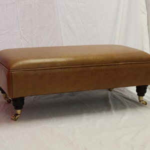 Bespoke Flat Top Footstool Pull up Tan Leather Ottoman Leather Coffee ...