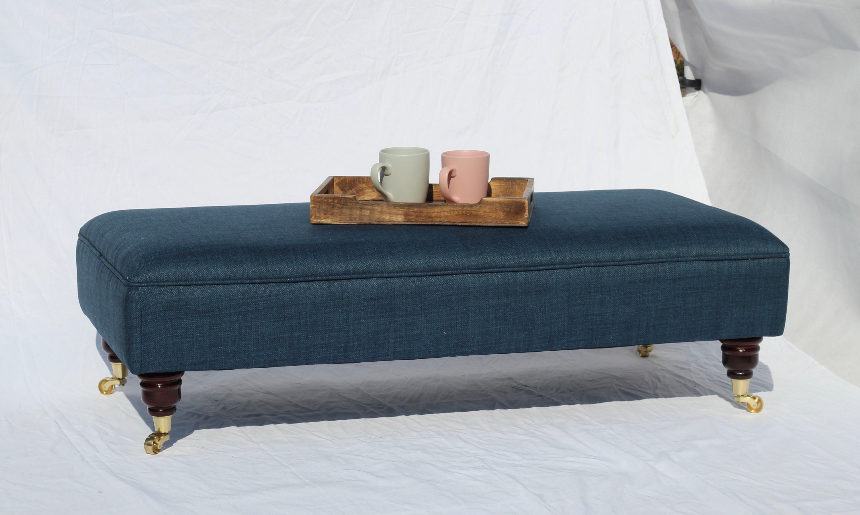 Deep Navy Blue Footstool Bespoke Coffee Table Ottoman - Etsy Hong Kong