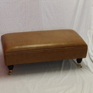 Bespoke Flat Top Footstool Pull up Tan Leather Ottoman Leather Coffee ...