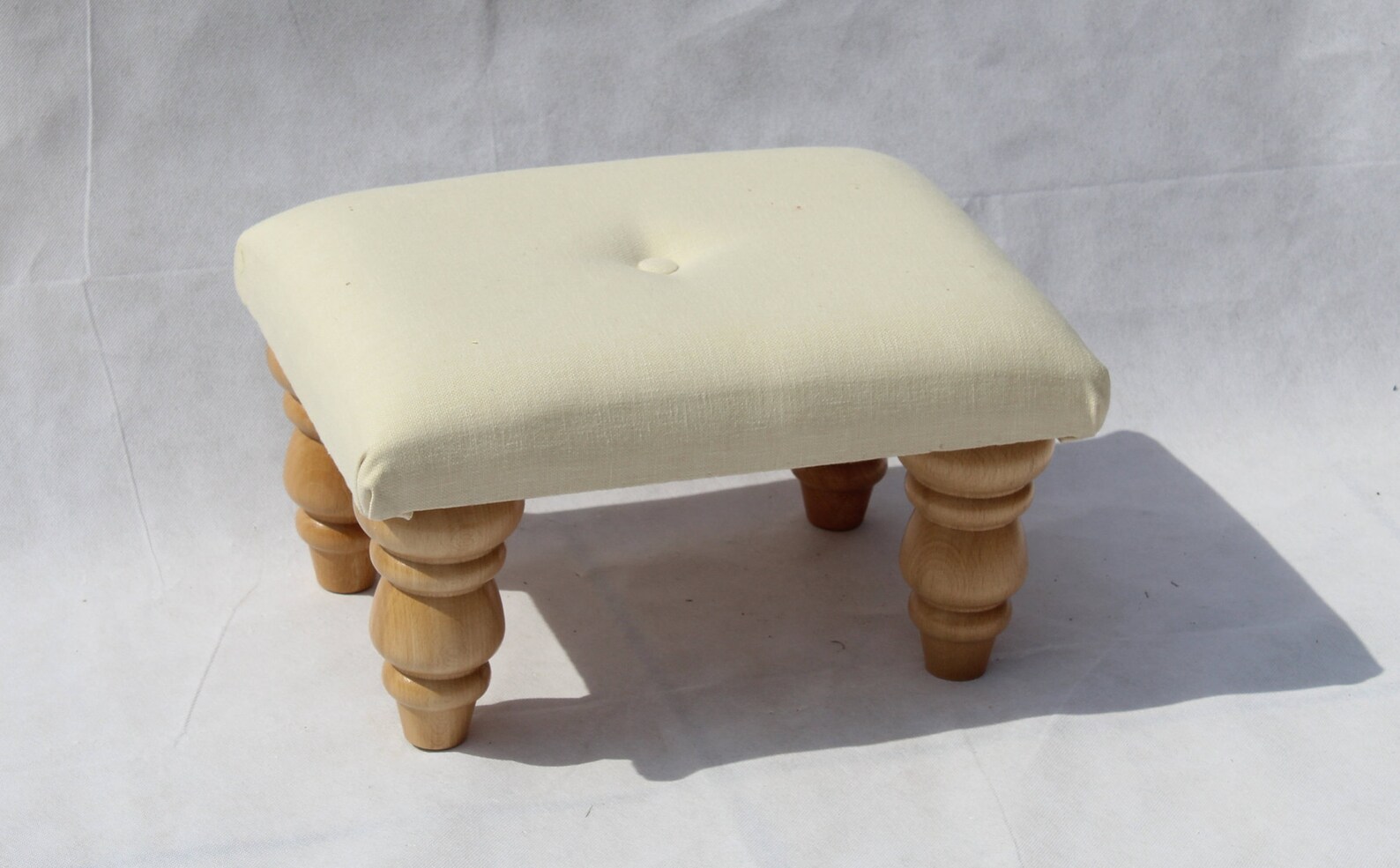 Low Footstool Pouffe Warwick Fabrics Chambray Cashew Stool | Etsy