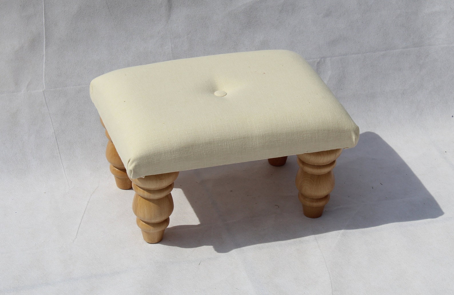 Low Footstool Pouffe Warwick Fabrics Chambray Cashew Stool | Etsy