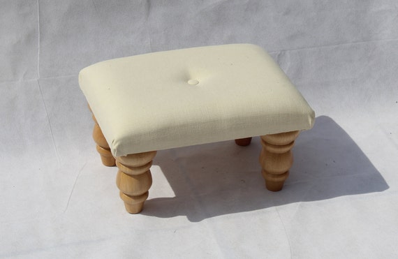 Low Footstool Pouffe Warwick Fabrics Chambray Cashew Stool | Etsy