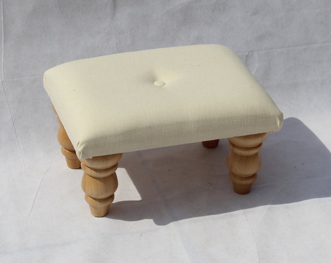 Low Footstool Pouffe Warwick Fabrics Chambray Cashew Stool - Etsy