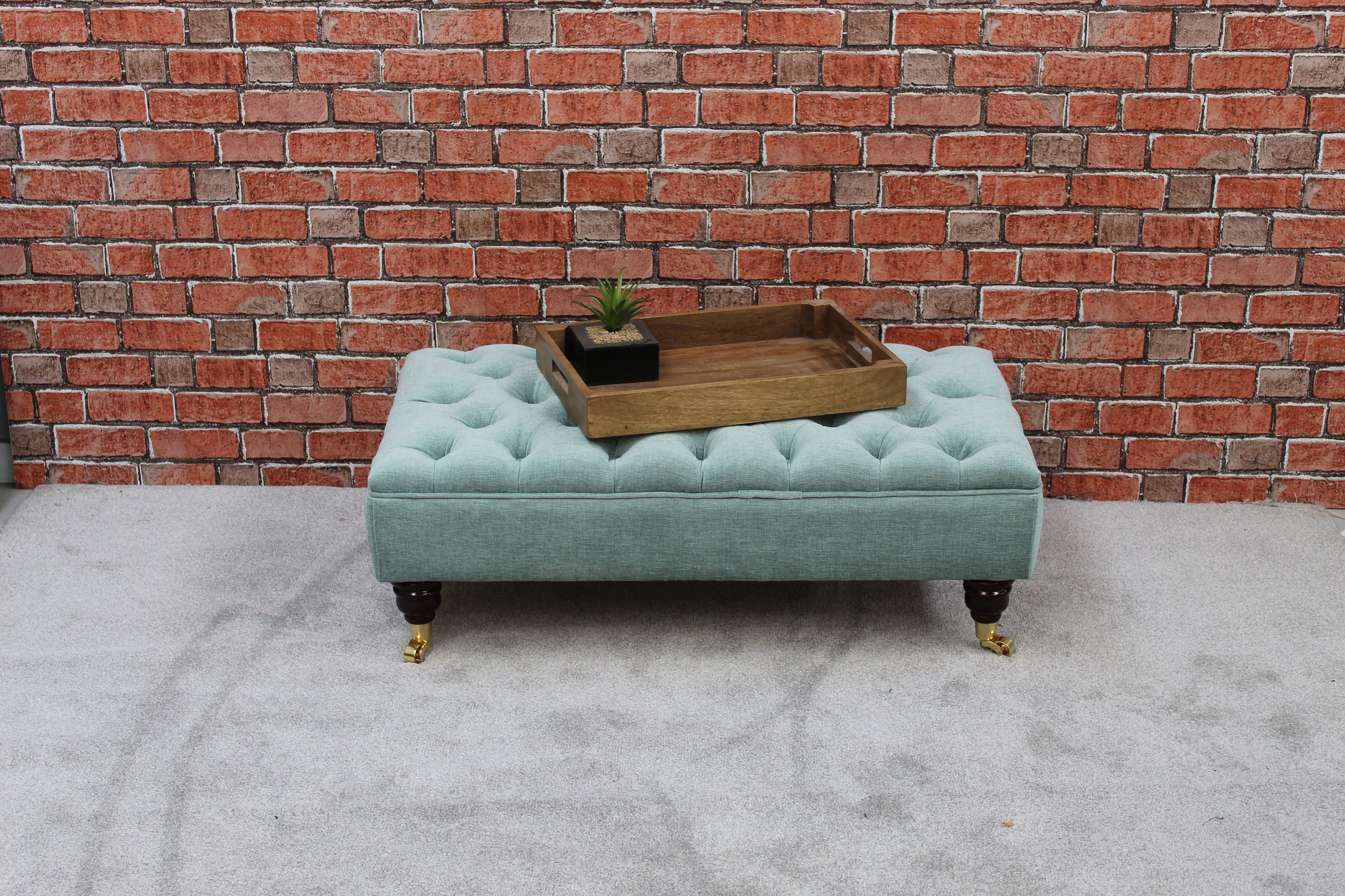 Large Light Blue Footstool Coffee Table Bespoke Ottoman - Etsy
