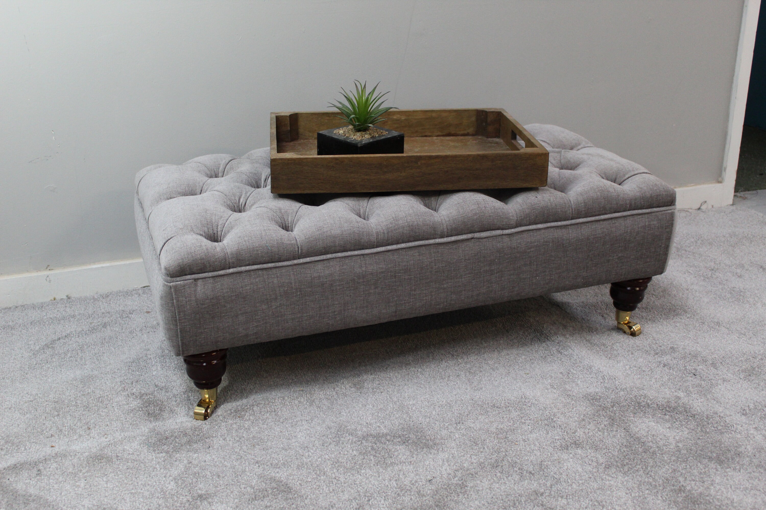 Large Grey Footstool Coffee Table Bespoke Ottoman Rouen | Etsy