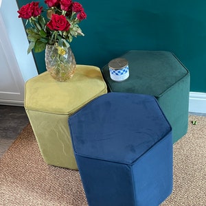 Geometric Hexagon Footstool Velvet Vanity Seat Fabric Stool - Etsy UK