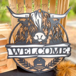 16” or 18” Welcome or Personalized Farmhouse Sign / Highland Vow ...