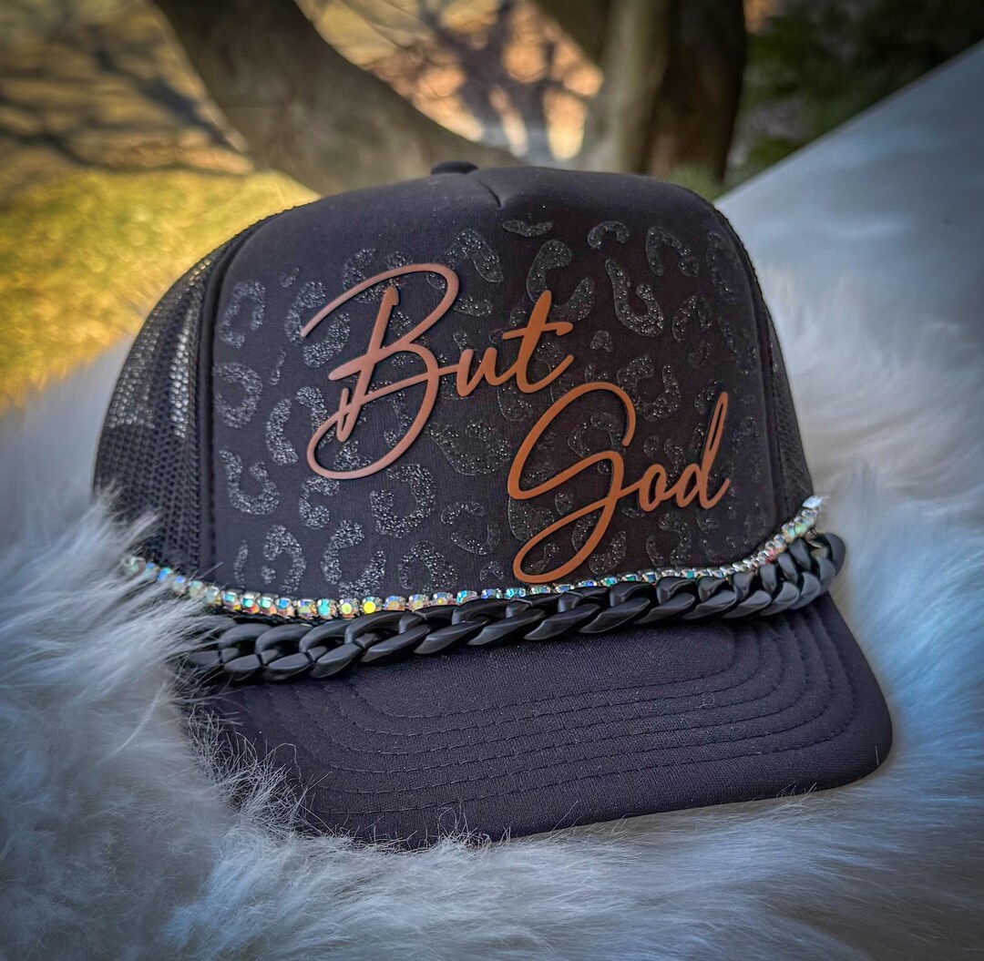 But God Leather Patch Trucker Patch Hat With Black Leopard Print / Trucker Hat / Patch Hat - Etsy