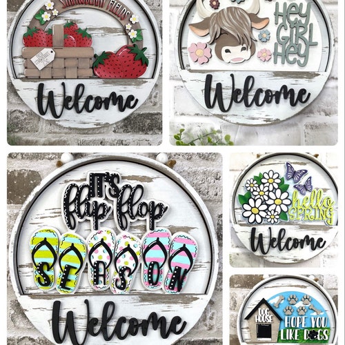 10 Interchangeable Welcome Round Sign INSERT ONLY Unfinished - Etsy