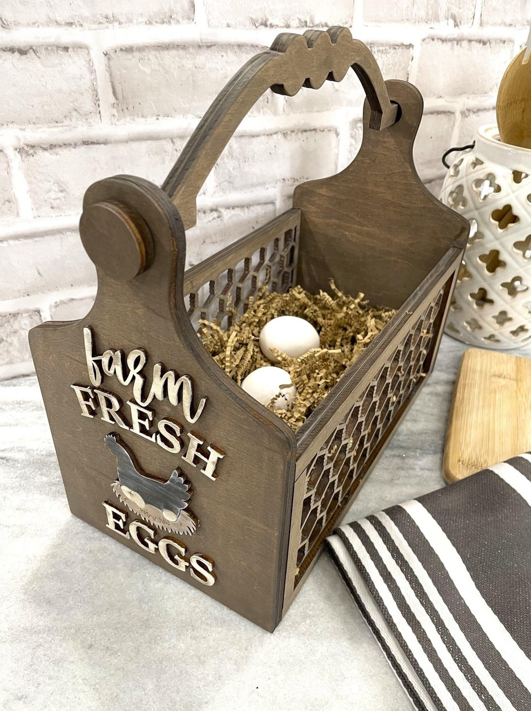Farm Fresh Flowers, Arabesque Basket, Rustic Farmhouse Basket, Kitchen ...