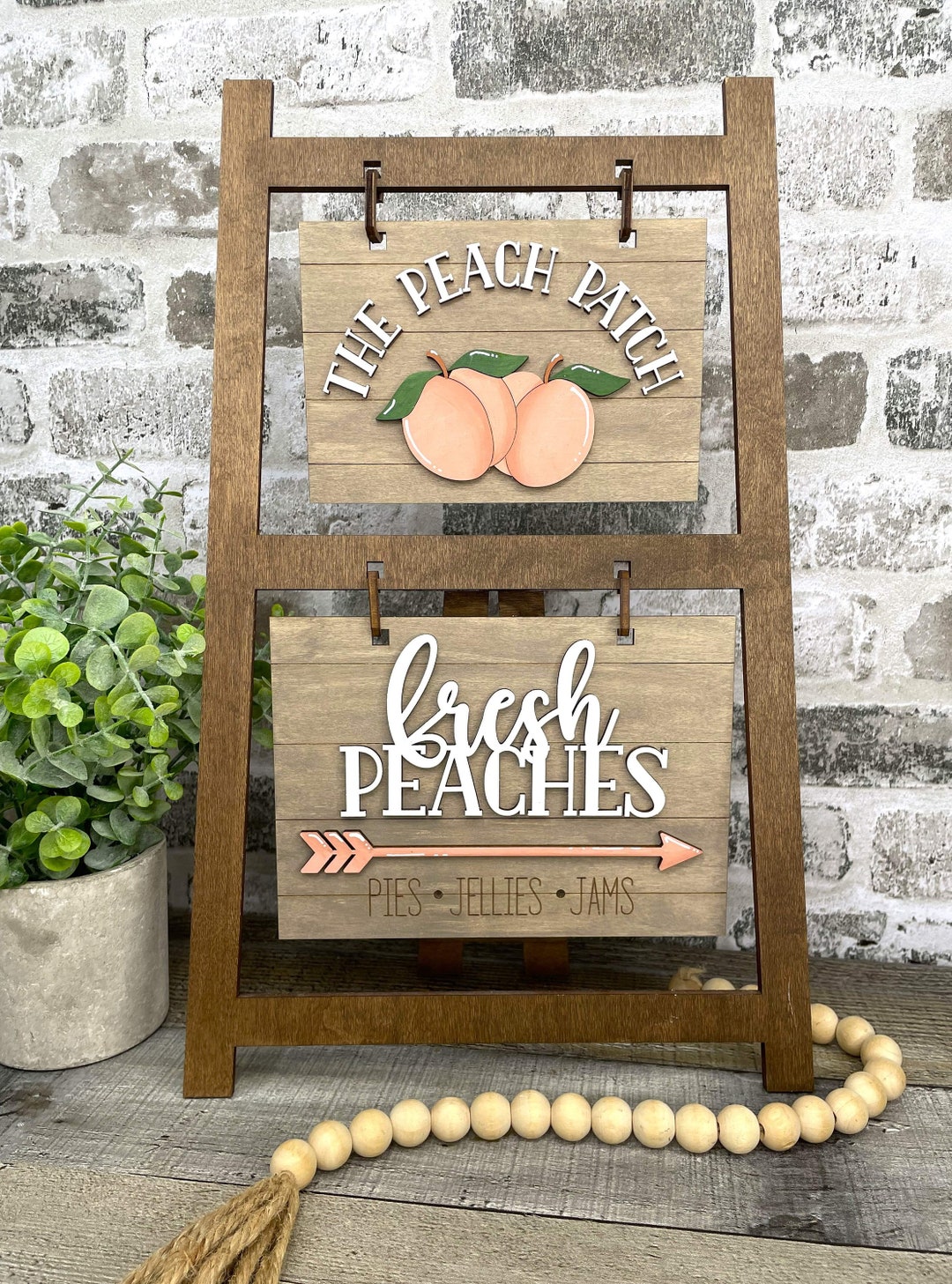 Interchangeable Farmhouse Ladder Decor / Peach Signs / Lemon Signs ...
