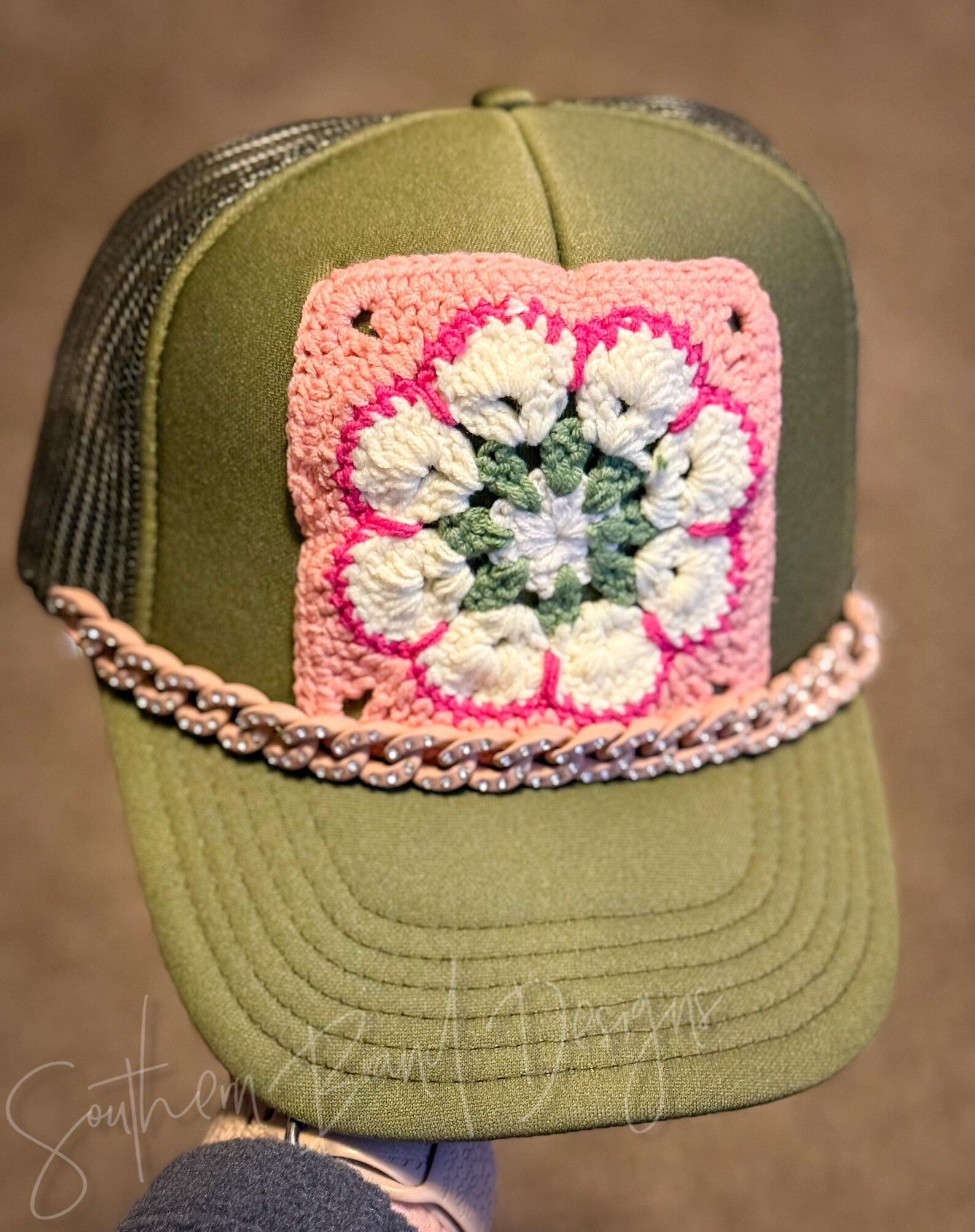 Crocheted Granny Patch Hat / Trucker Hat / Patch Hat / - Etsy