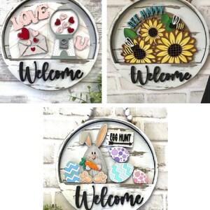 10 Interchangeable Welcome Round Sign INSERT ONLY Unfinished or ...