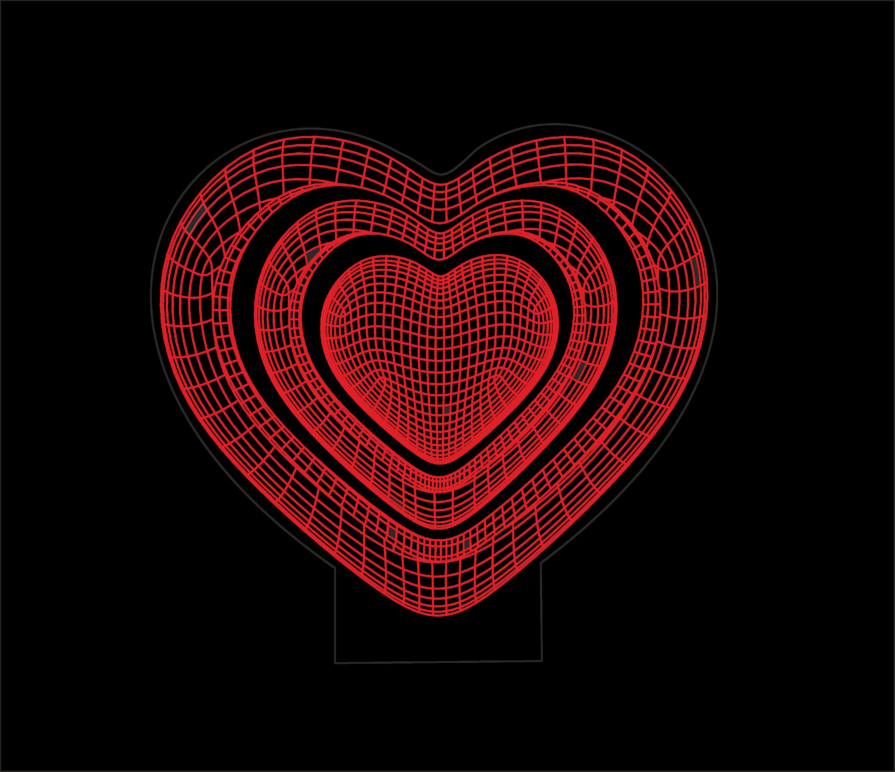 3 Heart Svg ,3D Illusion Acrylic Lamp Vector,3d Night Lamp Vector File ...