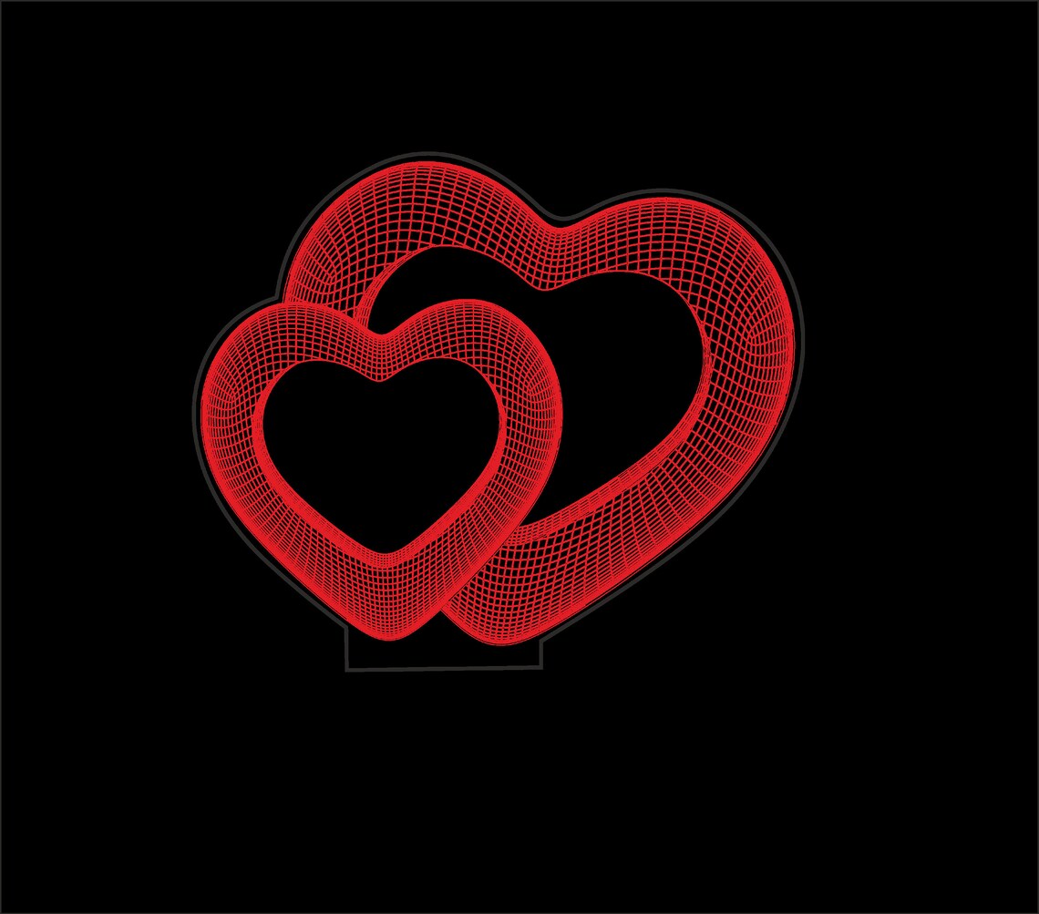 Overlap Heart Svg, 3D Illusion Acrylic Lamp Vector,3d Night Lamp Vector ...