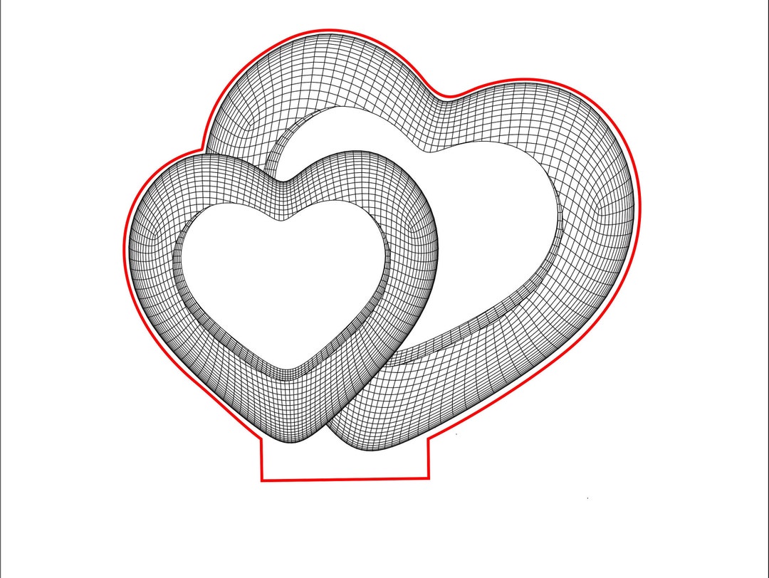 Overlap Heart Svg, 3D Illusion Acrylic Lamp Vector,3d Night Lamp Vector ...