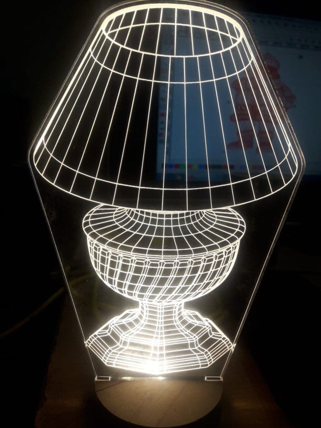 Lamp Shade 3 Svg ,3D Illusion Acrylic Lamp Vector,3d Night Lamp Vector File for Cnc and Laser ...