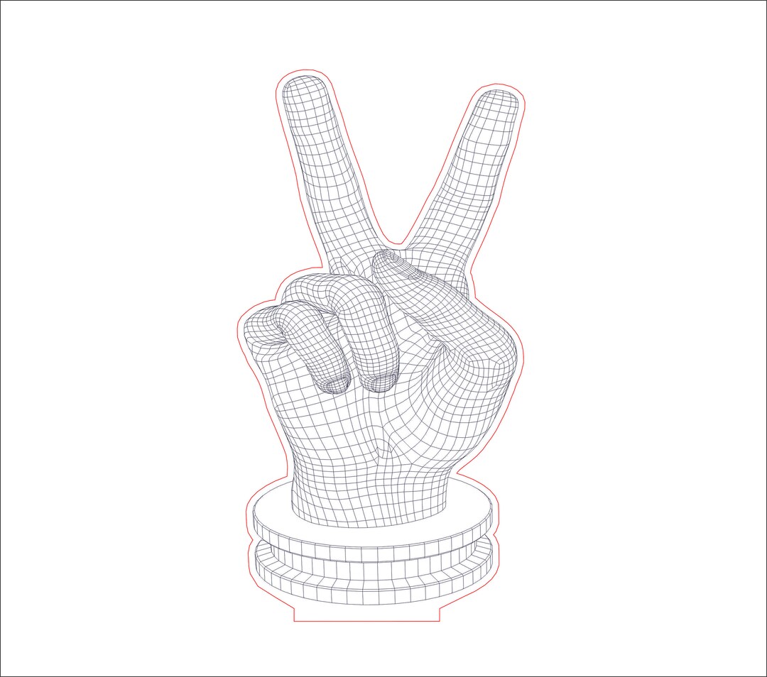 Peace Gesture Svg, 3D Illusion Acrylic Lamp Vector,3d Night Lamp Vector File for Cnc and Laser ...