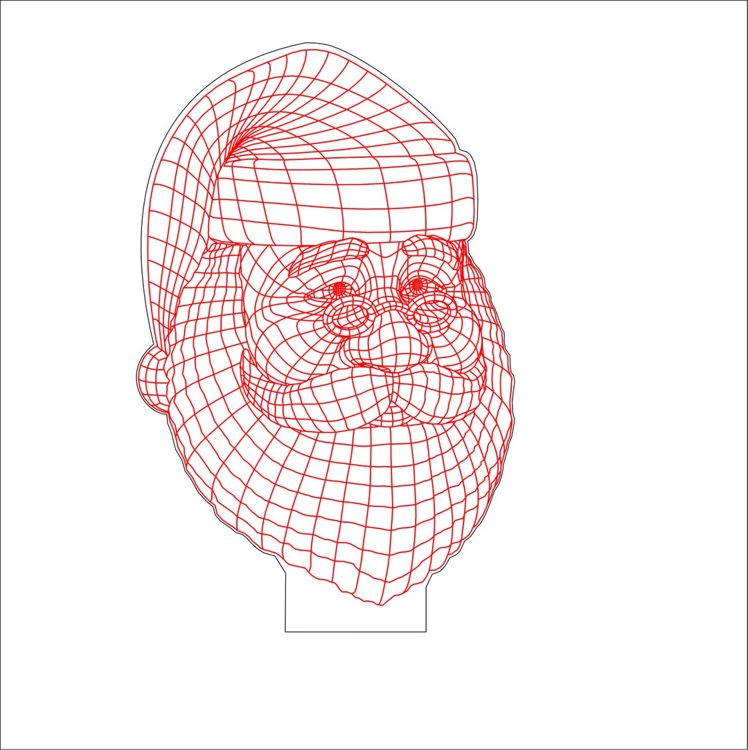 Santa Head Svg,3d Illusion Acrylic Lamp Vector,3d Night Lamp Vector ...