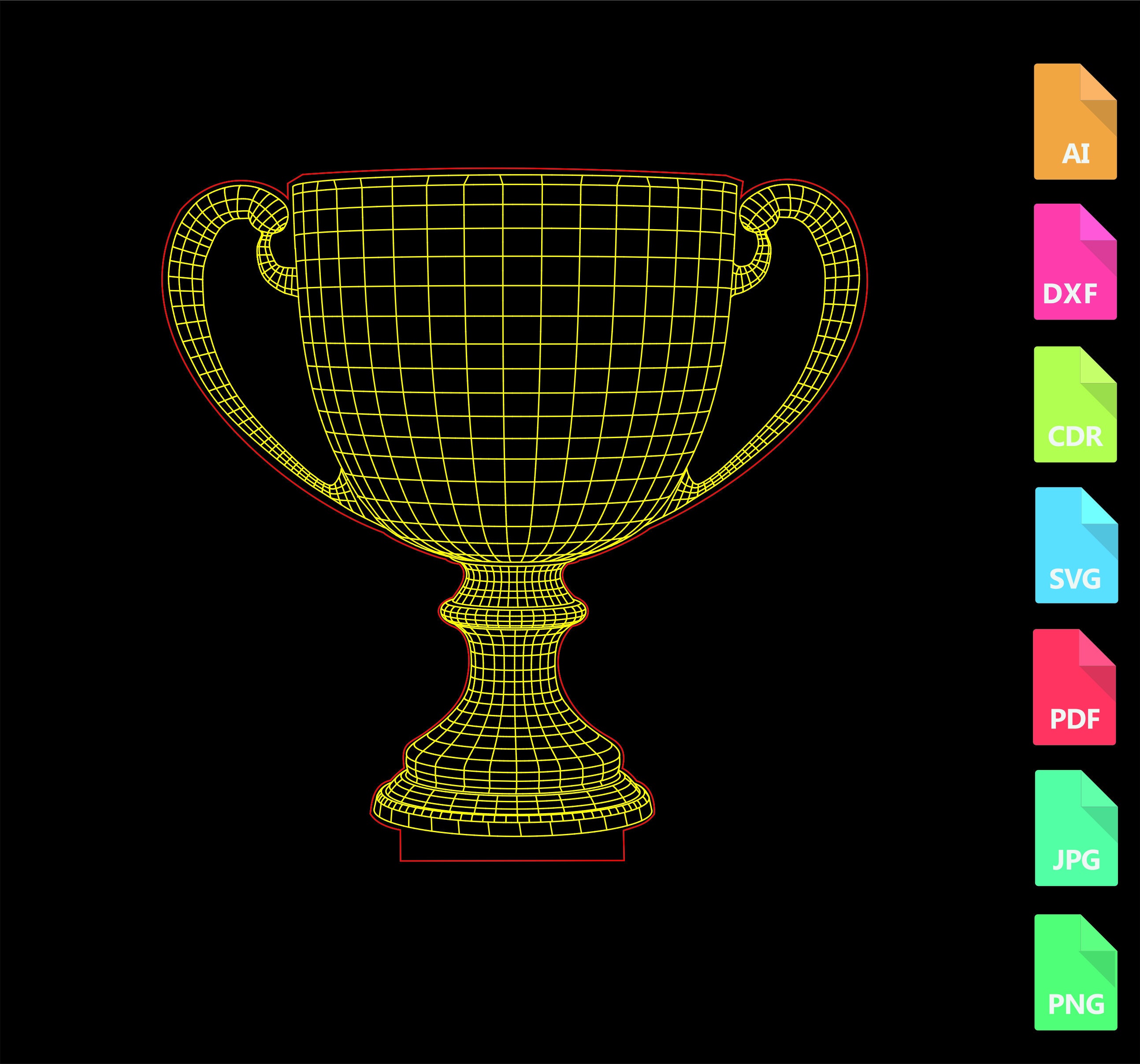 Trophy Svg, 3D Illusion Acrylic Lamp Vector,3d Night Lamp Vector File ...