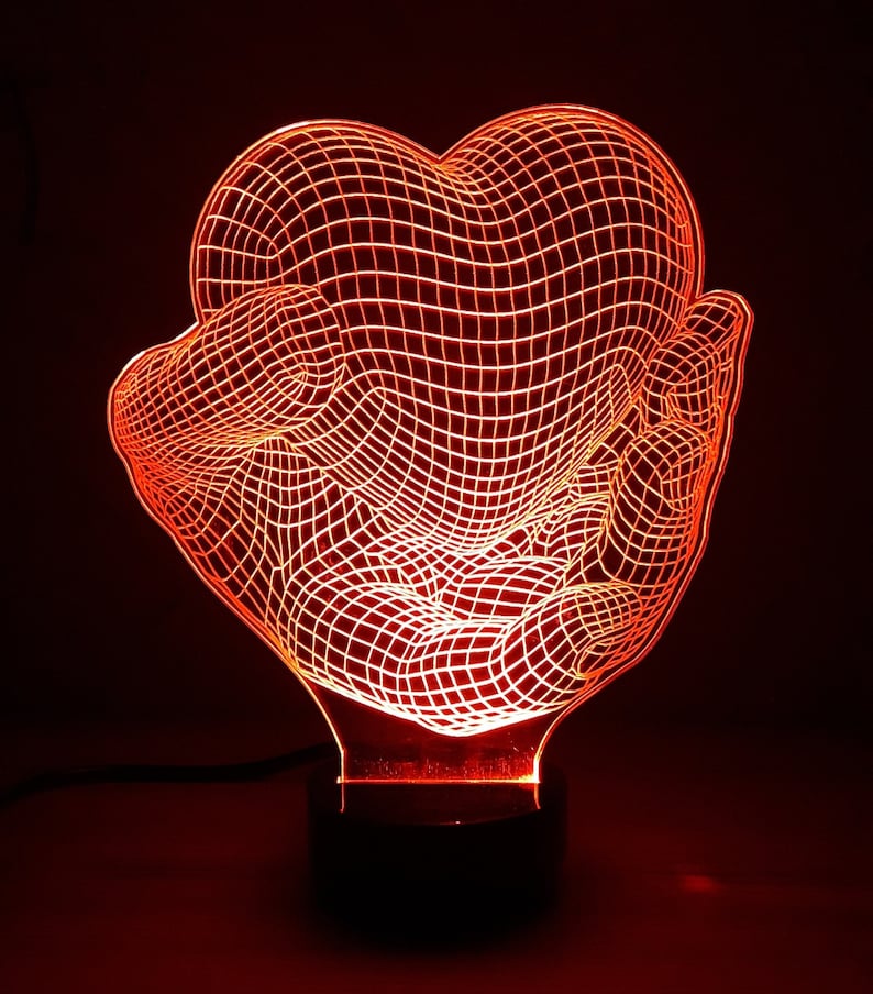 Hand Heart 3D Illusion Acrylic Lamp Vector Svg,3d Night Lamp Vector File for Cnc and Laser ...