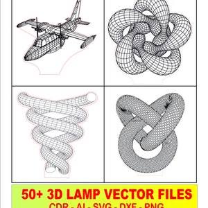 3D Illusion Acrylic Lamp Vector 50+ Bundle ,3D Night Lamp Vector File for Cnc and Laser ...