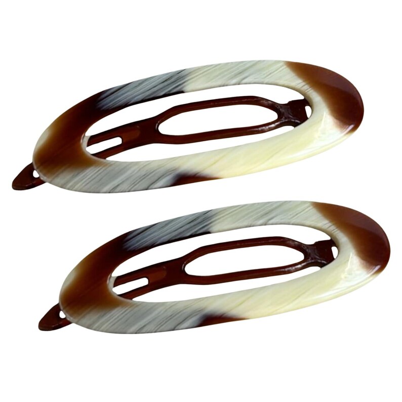 French Amie Oval Cut Out Small Handmade Celluloid Snap Hair Barrettes ...