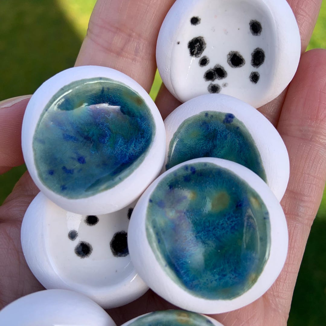 Handmade Porcelain Worry Stone, Smooth Glazed Pocket Pebble, Anxiety ...