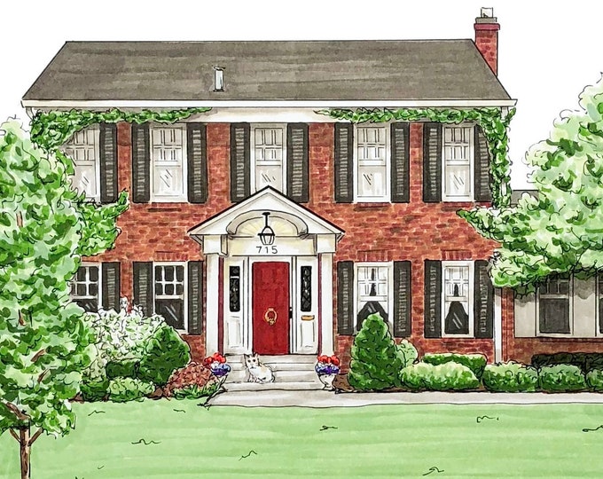 House Drawing, House Portrait, Custom Drawing of Your Home, House ...